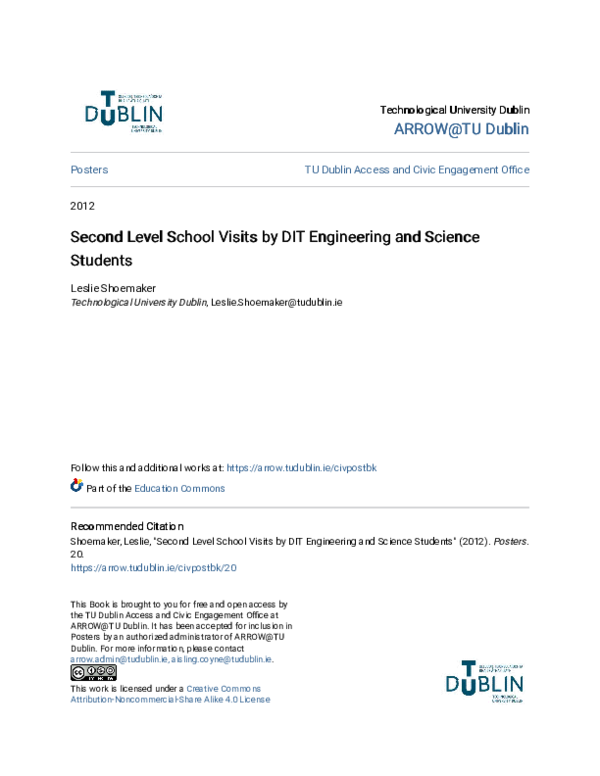 (PDF) Second Level School Visits by DIT Engineering and Science Students