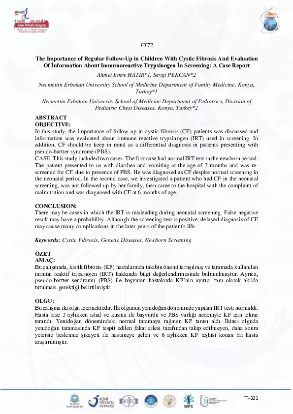 (PDF) The Importance of Regular Follow-Up in Children With Cystic ...