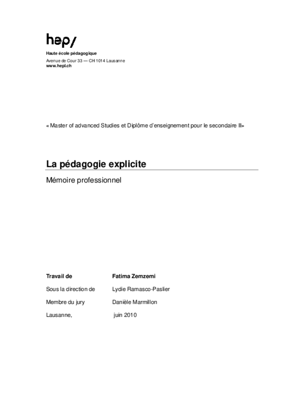 (PDF) La pédagogie explicite