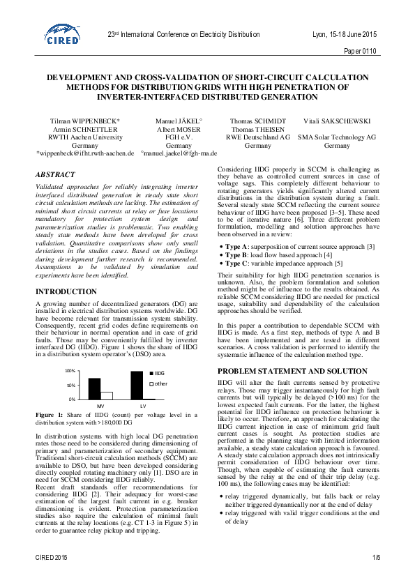 Pdf Development And Cross Validation Of Short Circuit Calculation Methods For Distribution