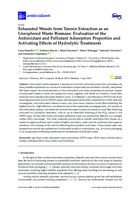 (PDF) Exhausted Woods from Tannin Extraction as an Unexplored Waste Biomass: Evaluation of the ...