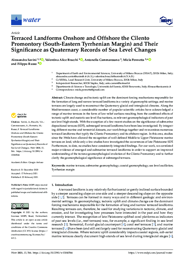 (PDF) Terraced Landforms Onshore and Offshore the Cilento Promontory ...