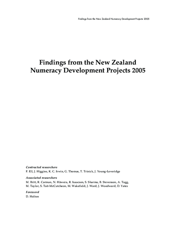 (PDF) Findings from the New Zealand Numeracy Development Projects 2005