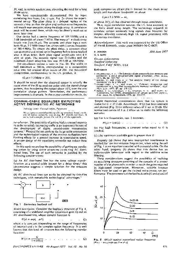 (PDF) Coaxial-cable equaliser employing active distributed RC networks