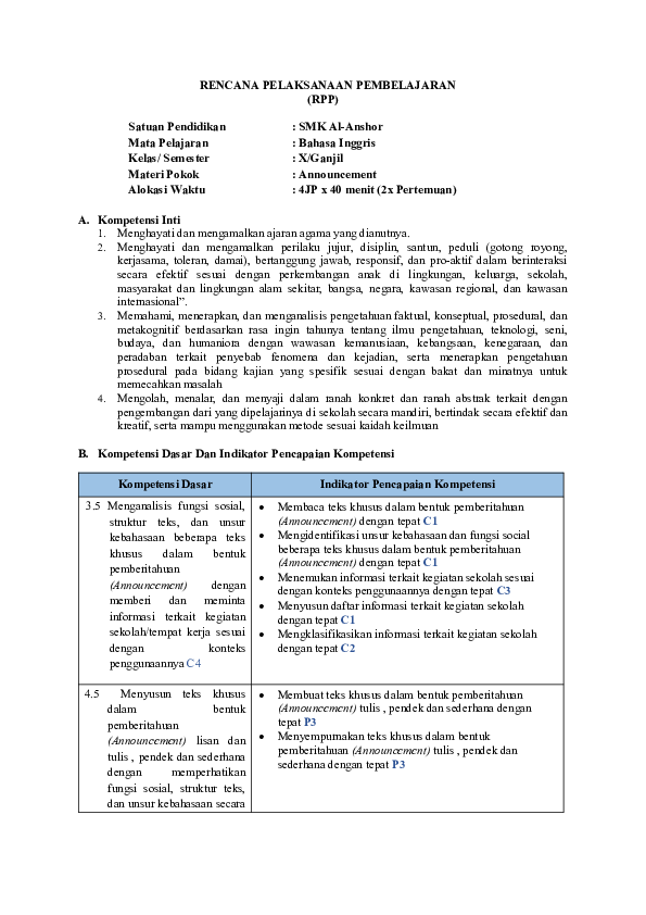 (DOC) RPP K13 ANNOUNCEMENT