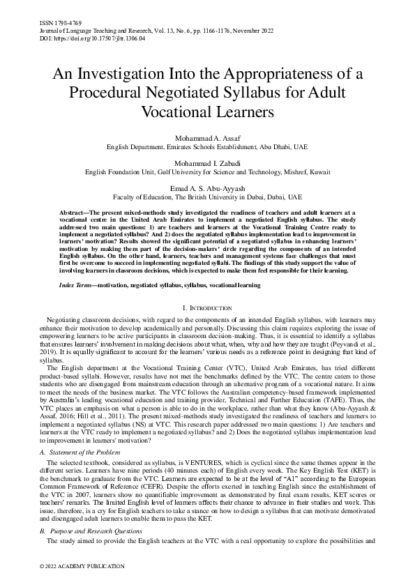 (PDF) An Investigation Into the Appropriateness of a Procedural ...