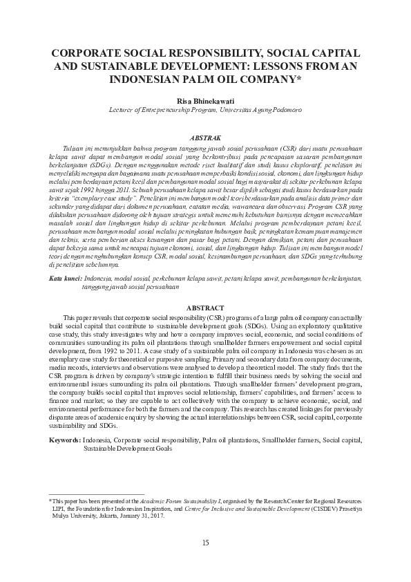 (PDF) Corporate Social Responsibility, Social Capital and Sustainable Development: Lessons from ...