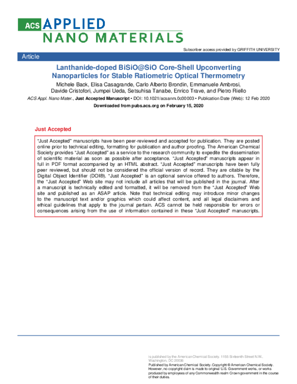 (PDF) Stable Lanthanide-Doped Nanoparticles for Thermometry