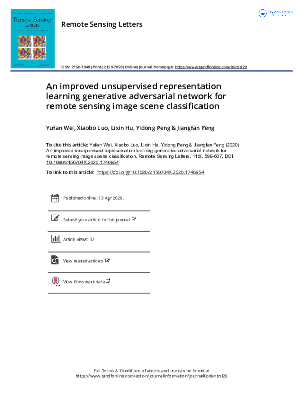 Pdf An Improved Unsupervised Representation Learning Generative Adversarial Network For Remote