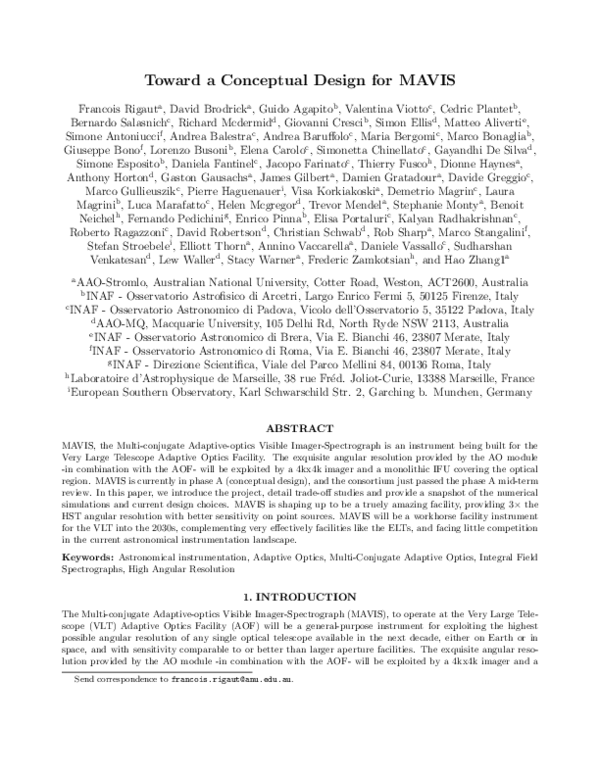 (PDF) Toward a Conceptual Design for MAVIS