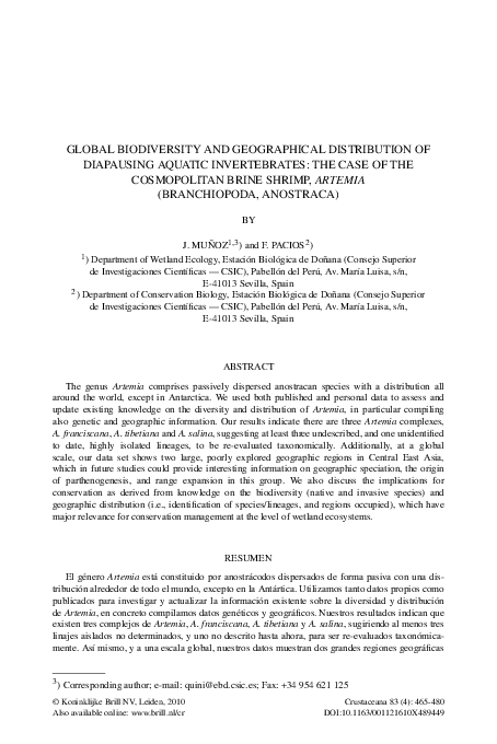 (PDF) Global Biodiversity and Geographical Distribution of Diapausing ...