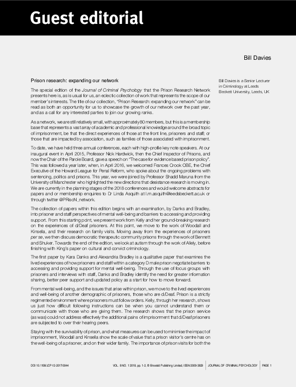 (PDF) Prison research: expanding our network