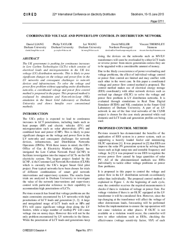 (PDF) Coordinated voltage and power flow control in distribution network