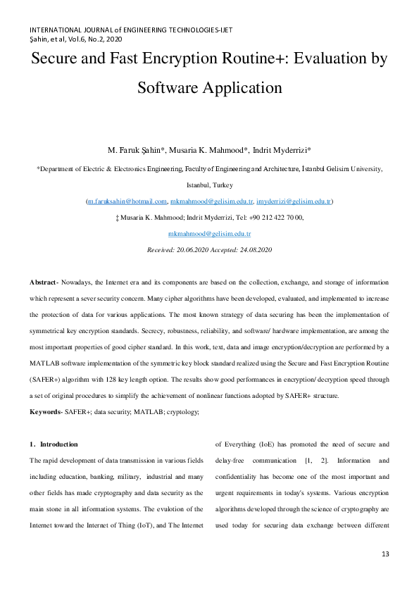 (PDF) Secure and Fast Encryption Routine+: Evaluation by Software Application