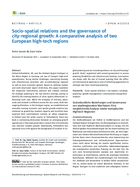 (PDF) Socio-spatial relations and the governance of city-regional ...