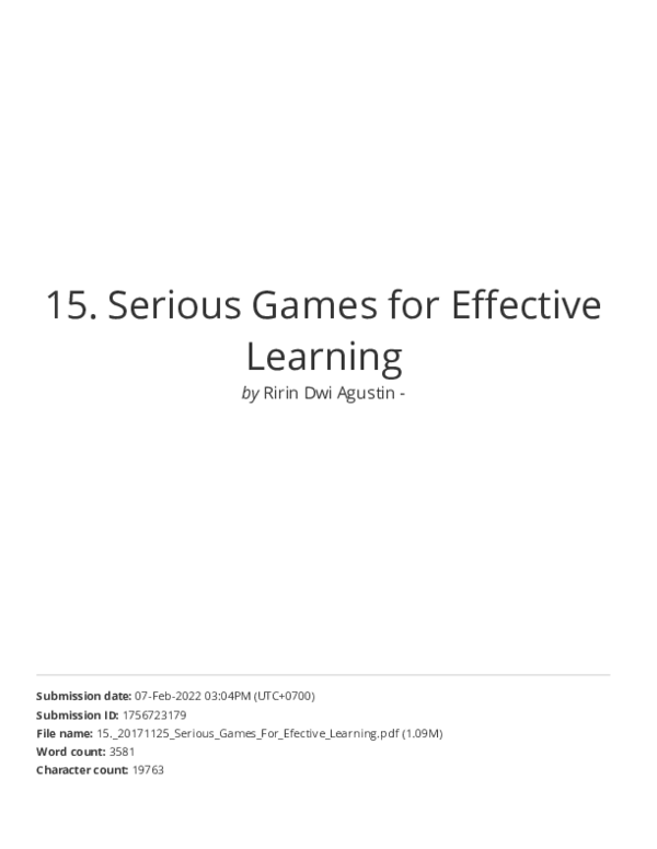 (PDF) Serious games for effective learning