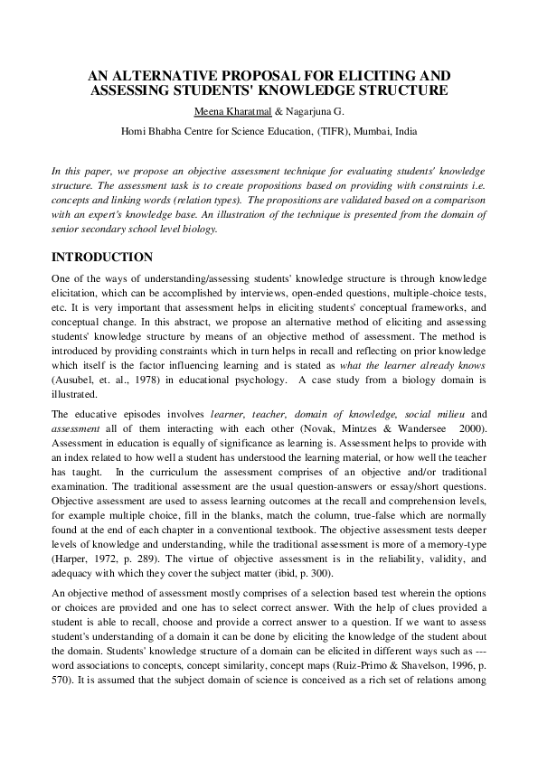 (PDF) An Alternative Proposal for Eliciting and Assessing Students ...