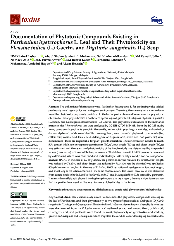(PDF) Documentation of Phytotoxic Compounds Existing in Parthenium ...