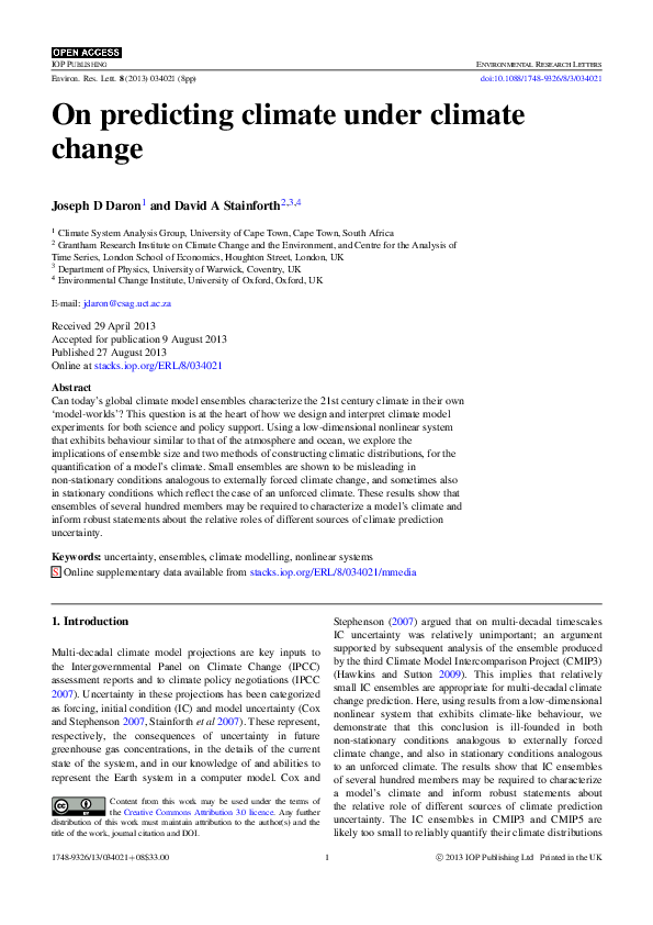 (PDF) On predicting climate under climate change