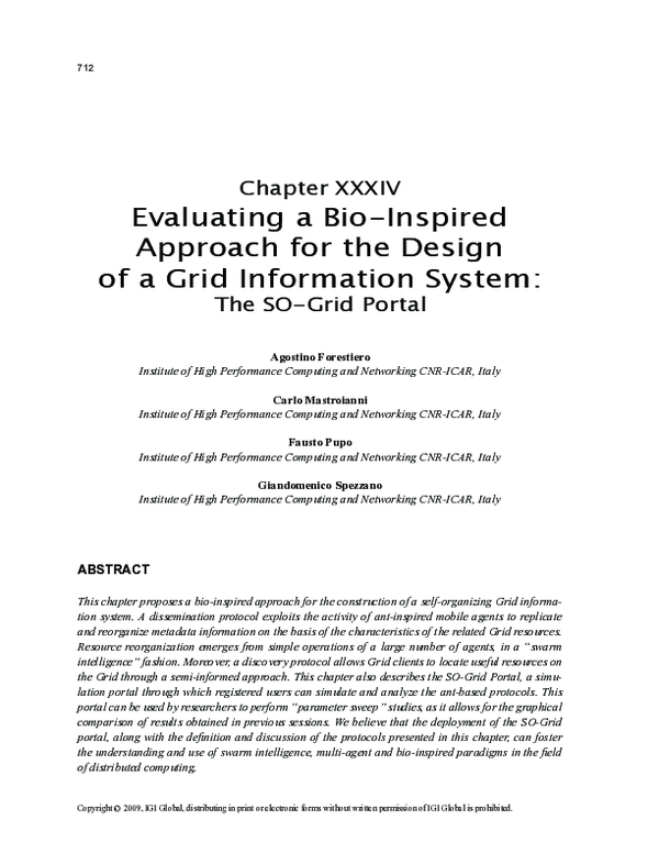 (PDF) Evaluating a Bio-Inspired Approach for the Design of a Grid Information System