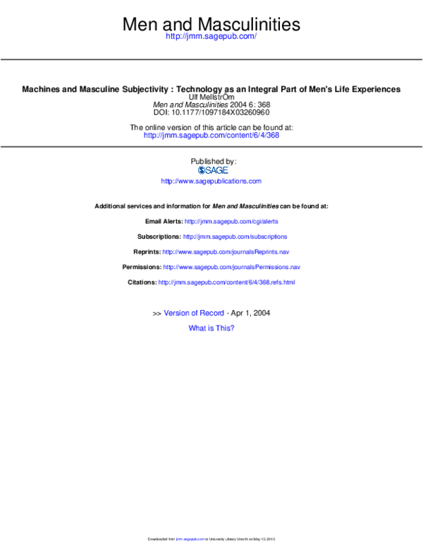 (PDF) Machines and Masculine Subjectivity