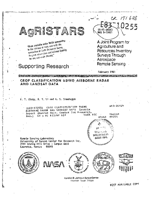 (PDF) Crop Classification Using Airborne Radar and Landsat Data | Robert Li - Academia.edu