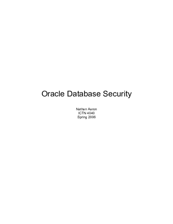 Pdf Oracle Database Security