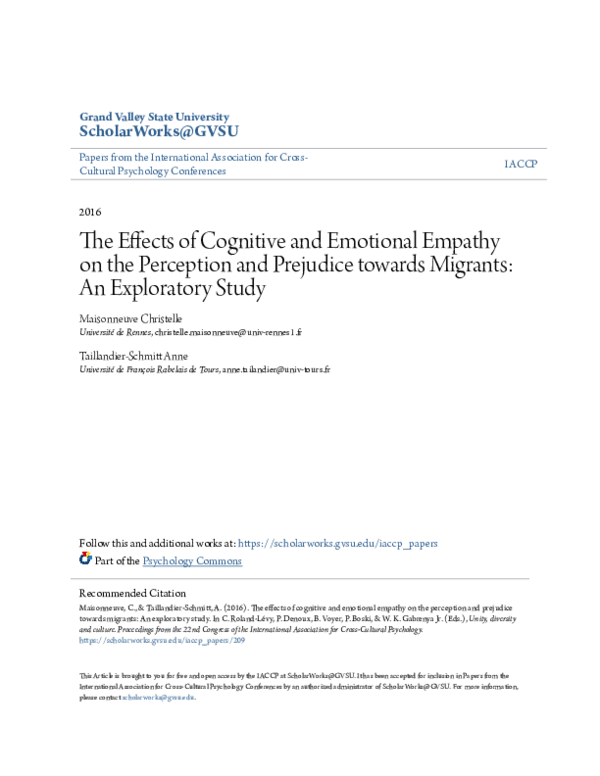 (PDF) Empathy's Impact on Perceptions of Migrants