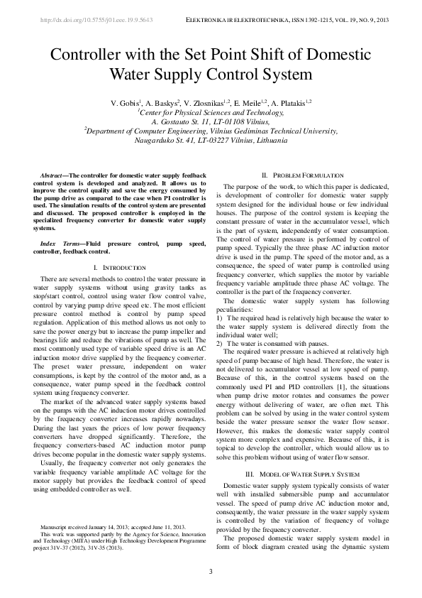 (PDF) Controller with the Set Point Shift of Domestic Water Supply ...