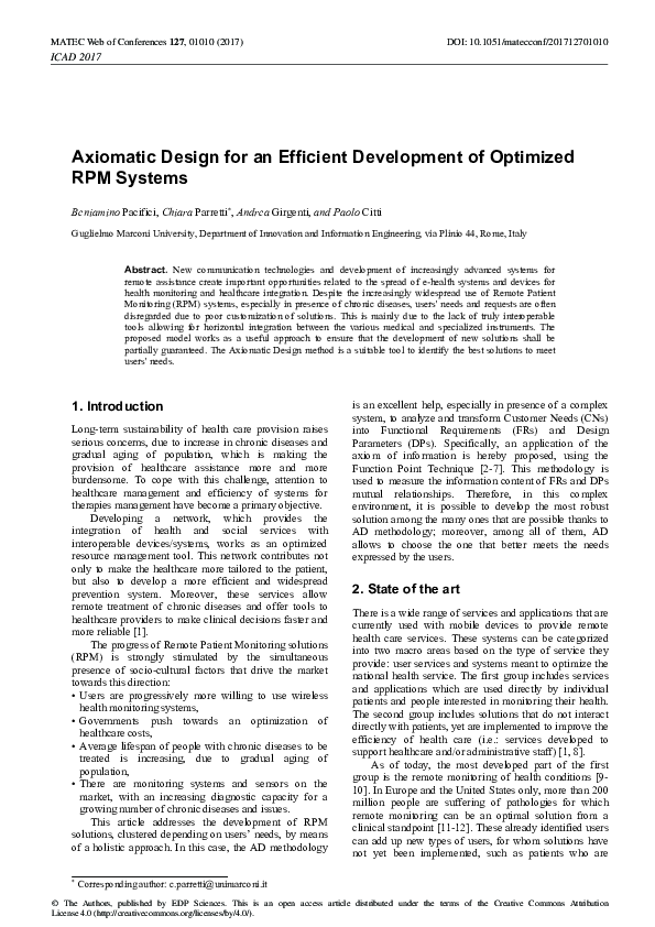 (PDF) Axiomatic Design for an Efficient Development of Optimized RPM Systems