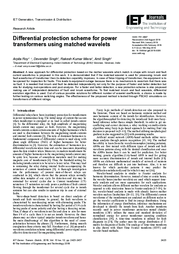 (PDF) Differential Protection Scheme for Power Transformers Using ...