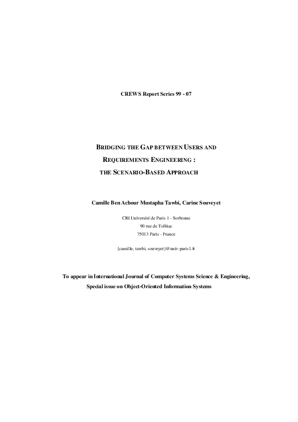 (PDF) Bridging the gap between users and requirements engineering: the scenario-based approach