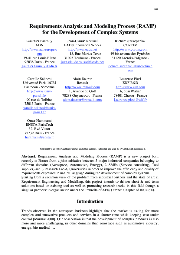 (PDF) 4.5.1 Requirements Analysis and Modeling Process (RAMP) for the ...