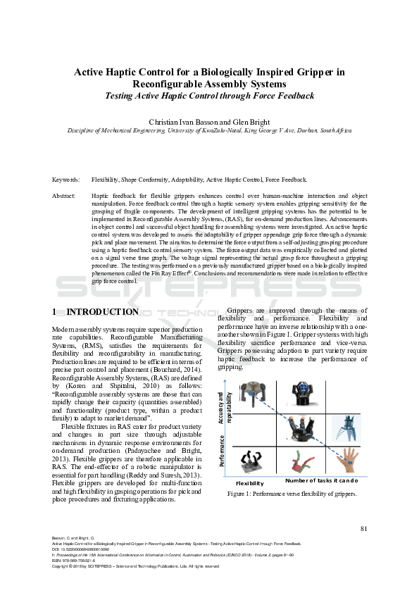 (PDF) Active Haptic Control for a Biologically Inspired Gripper in ...