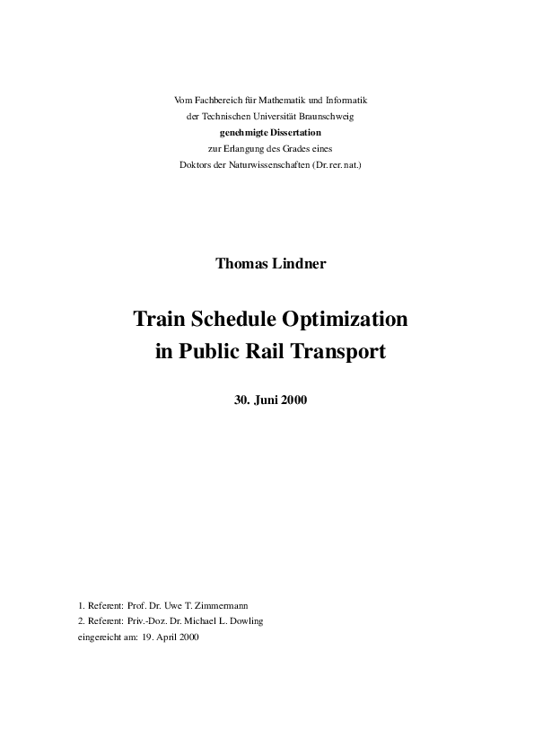 (PDF) Train Scheduling in Public Rail Transport