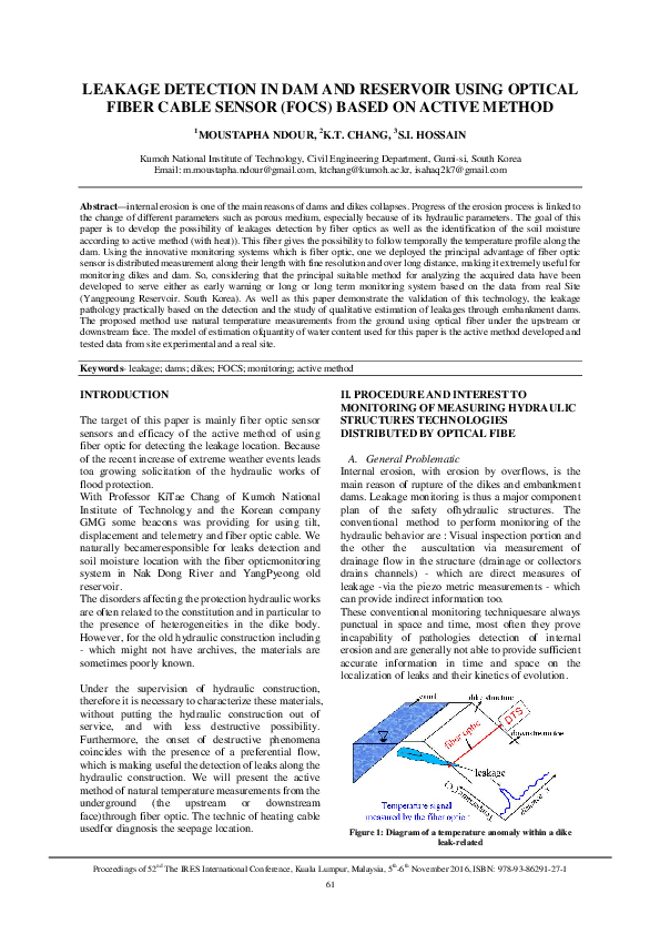 (PDF) Leakage Detection in Dam and Reservoir Using Optical Fiber Cable Sensor (Focs) Based on ...
