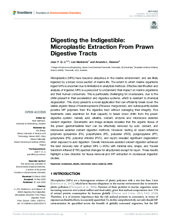 (PDF) Digesting the Indigestible: Microplastic Extraction From Prawn ...