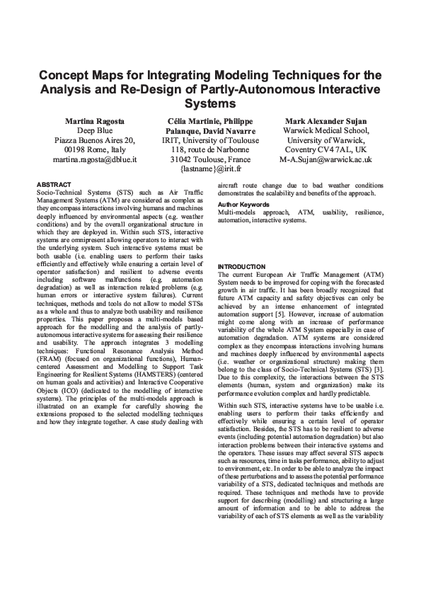(PDF) Concept Maps for Integrating Modeling Techniques for the Analysis and Re-Design of Partly ...