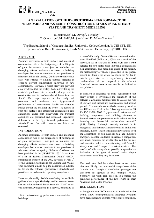 (PDF) An evaluation of hygrothermal performance of ‘standard’ and ‘as built’ construction ...