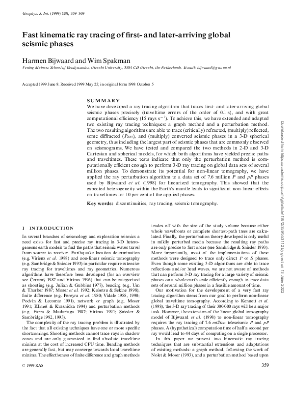(PDF) Fast kinematic ray tracing of first- and later-arriving global ...