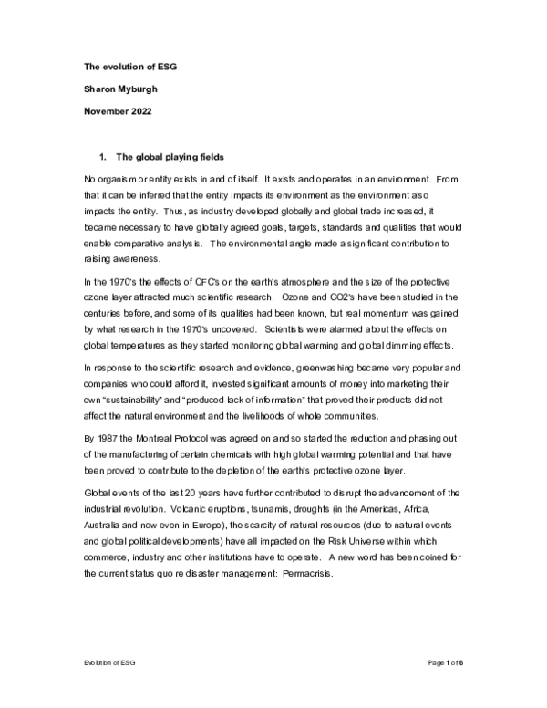 (PDF) The evolution of ESG