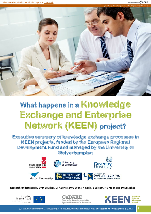 (PDF) Executive Summary of what happens in a Knowledge Exchange and Enterprise Network (KEEN ...