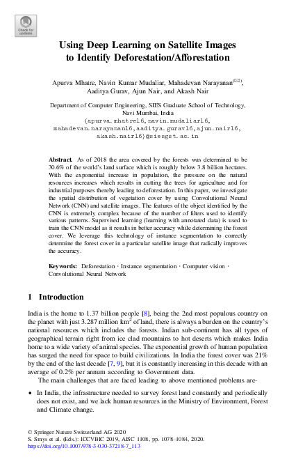 Pdf Using Deep Learning On Satellite Images To Identify Deforestationafforestation 