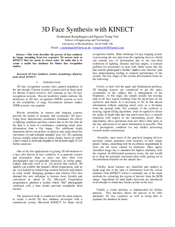 (PDF) 3D Face Synthesis with KINECT | Nguyen Ngoc Viet (K17 HL ...