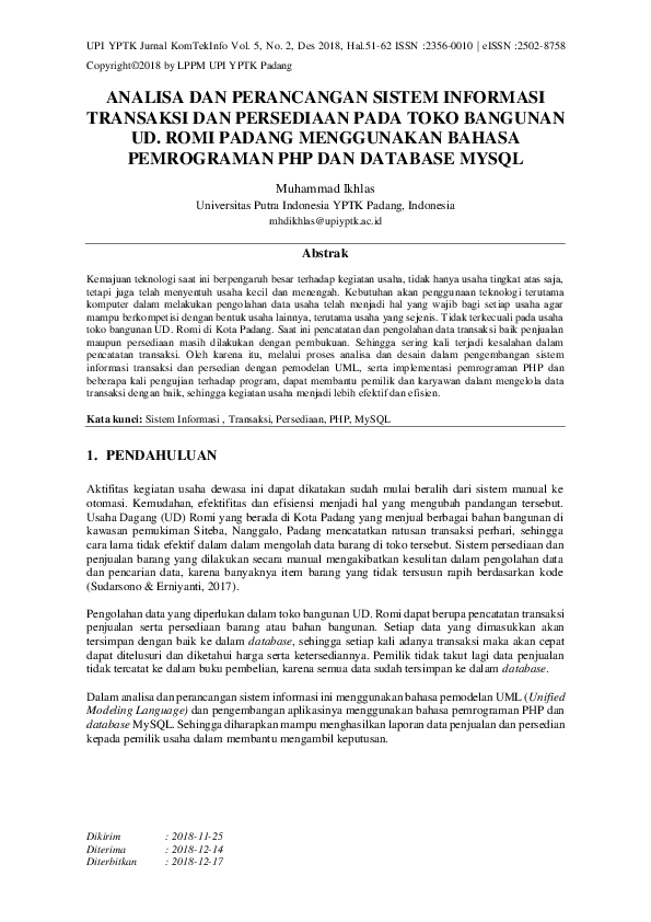 (PDF) Analisa dan Perancangan Sistem Informasi Transaksi dan Persediaan ...