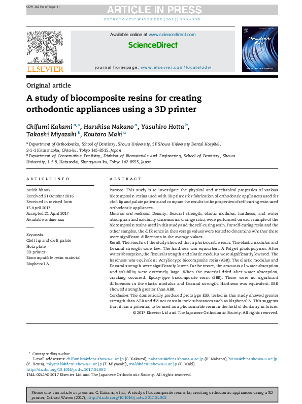 (PDF) A study of biocomposite resins for creating orthodontic ...