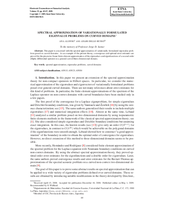 (PDF) Spectral Approximation of Variationally Formulated Eigenvalue ...