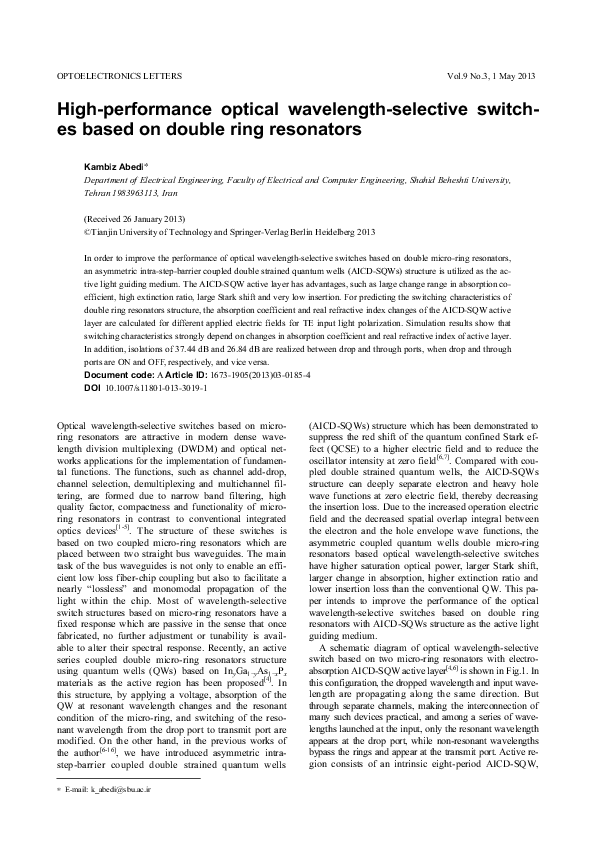(PDF) High-performance optical wavelength-selective switches based on ...