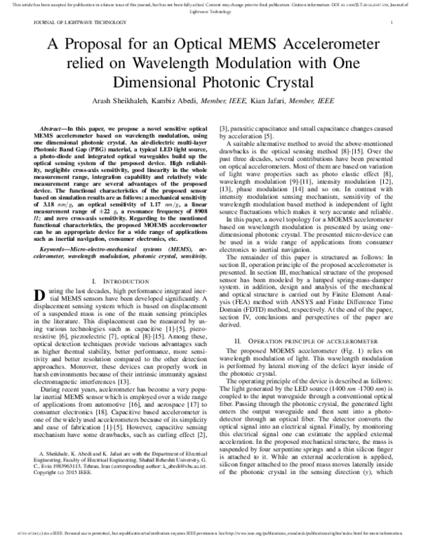 (PDF) A Proposal for an Optical MEMS Accelerometer Relied on Wavelength ...