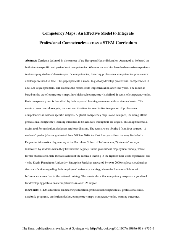 (PDF) Competency Maps: an Effective Model to Integrate Professional ...